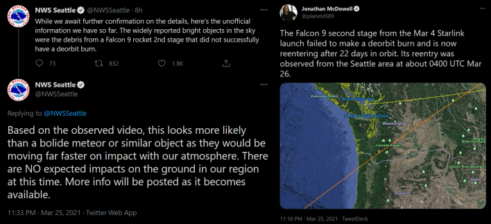 SpaceX Falcon 9 Re-Entry Debris Spark Spectacular Light Show Over ...