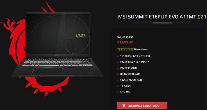 Intel Core i7-1195G7 Tiger Lake Refresh CPU Debuts In MSI Summit Laptop ...